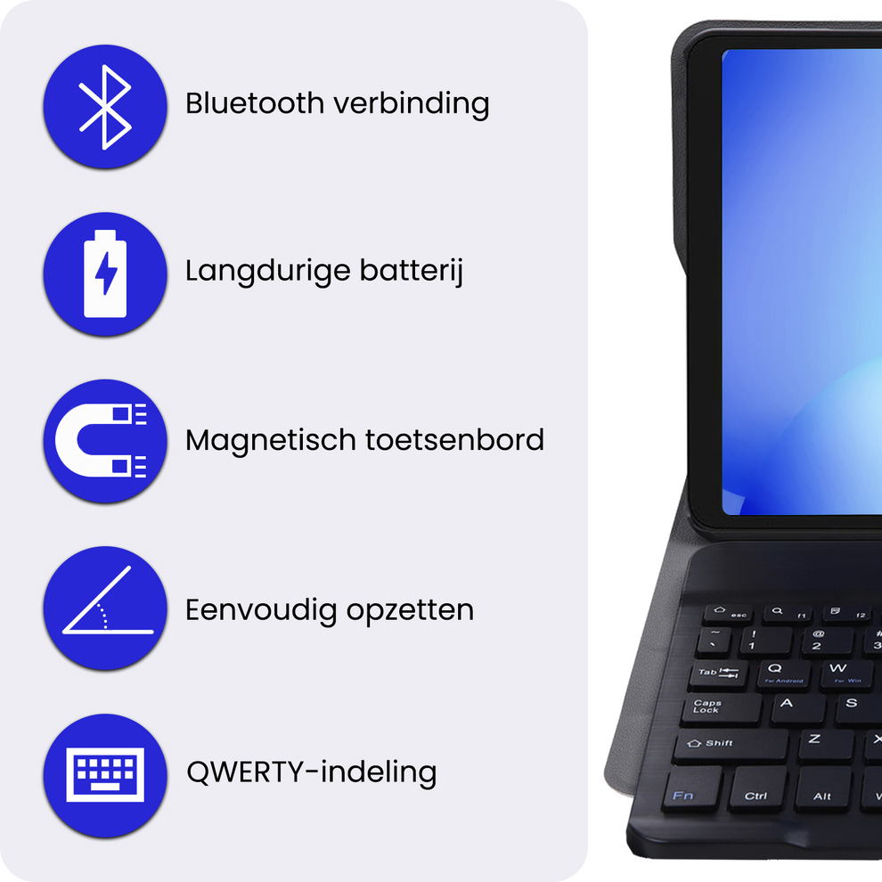 Samsung Galaxy Tab A11 Plus Toetsenbord Hoes met Uitneembaar toetsenbo